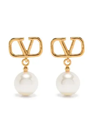 Valentino Garavani Vlogo Signature Pearl Drop Earrings - Gold