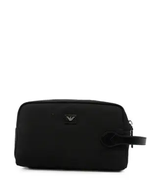 Emporio Armani Logo Beauty-case In Silk & Nylon - Black