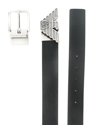 Emporio Armani Leather Belt Set - Black