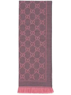 Gucci Gg Wool Scarf - Pink