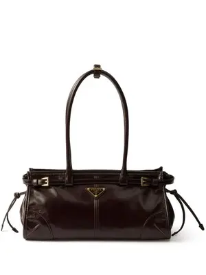 Prada Bonnie Leather Handbag - Brown