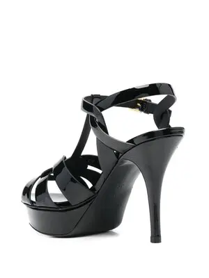 Saint Laurent Tribute Leather High Heel Sandals - Black
