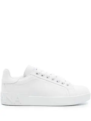 Dolce & Gabbana Portofino Embossed Logo Leather Sneakers