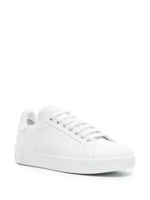 Dolce & Gabbana Portofino Embossed Logo Leather Sneakers