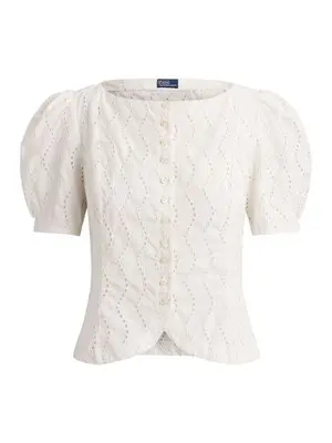 Polo Ralph Lauren Sangallo Embroidered Puff Sleeve Shirt