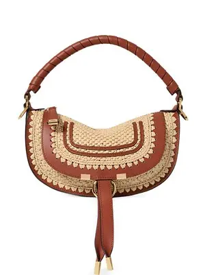 Chloé Marcie Mini Raffia Shoulder Bag - Beige