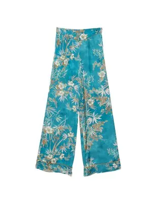 FORTE_FORTE Printed Floral Wide Leg Trousers - Green
