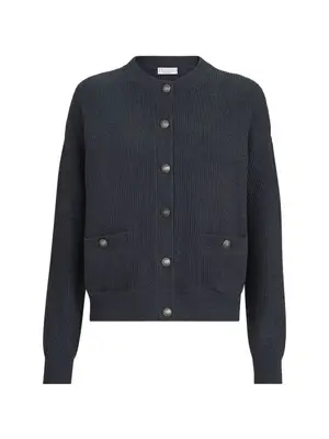 Brunello Cucinelli Cashmere Crew Neck Cardigan - Blue