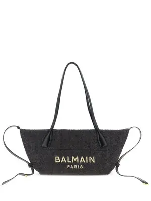 Balmain Track Small Raffia Tote