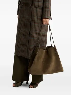 Etro Large Leather Tote Bag With Braided Shoulder Strap