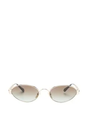 Chloé Oval Sunglasses With Tone Accents - Gold