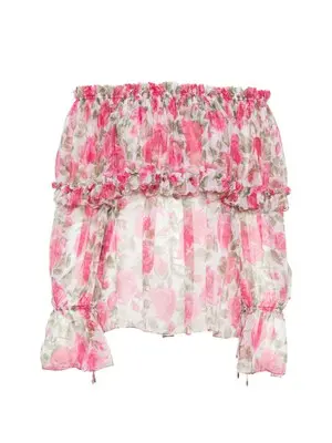 Chloé Printed Off-the-shoulder Blouse