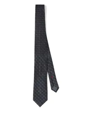 Brunello Cucinelli Printed Silk Neck Tie - Grey