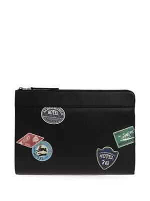 Paul Smith Leather Document Case With Hotel Patches - Black