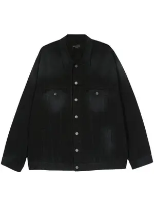 Balenciaga Denim Logo Print Trucker Jacket
