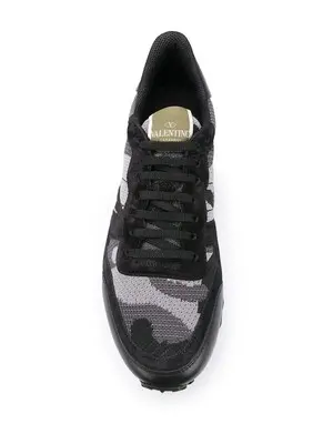 Valentino Garavani Rockrunner Sneakers With Camouflage Pattern - Black