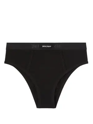 Palm Angels Logo Cotton Coulottes - Black