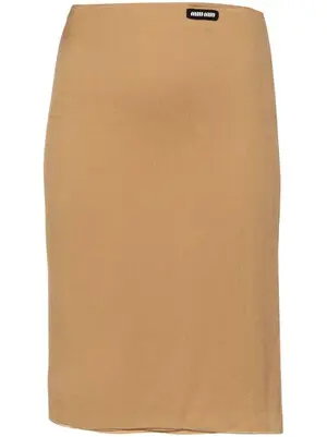 Miu Miu Sand Silk Chiffon Midi Skirt
