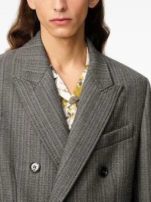 AMI Paris Double-breasted Herringbone Wool Coat