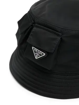 Prada Recycled Polyamide Bucket Hat With Enamel Triangle Logo