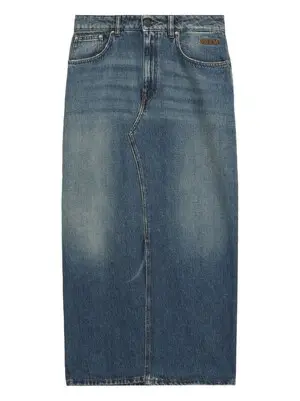 MSGM Denim Skirt With Front Slit