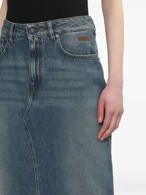 MSGM Denim Skirt With Front Slit