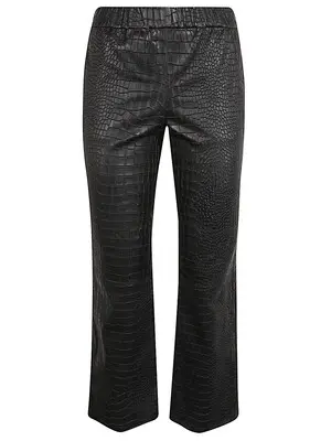 ENES Python Pattern Leather Trousers - Black