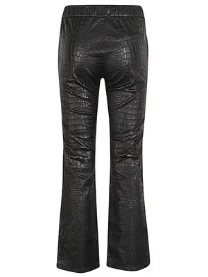 ENES Python Pattern Leather Trousers - Black