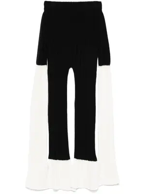 Issey Miyake And White Ribbed Trousers - Black