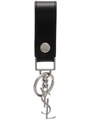 Saint Laurent Cassandre Leather Key Holder - Black