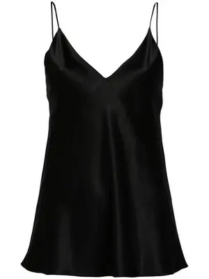 Max Mara Silk V-neck Spaghetti Strap Tank Top