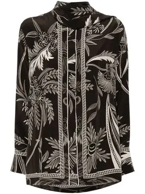 F.R.S FOR RESTLESS SLEEPERS Printed Silk Shirt - Brown