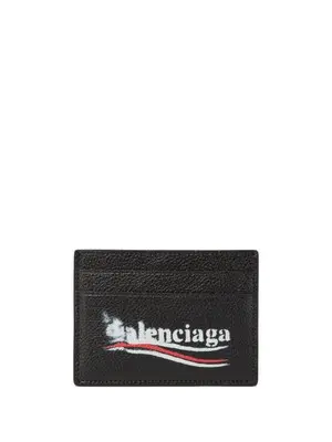 Balenciaga Leather Credit Card Case - Black