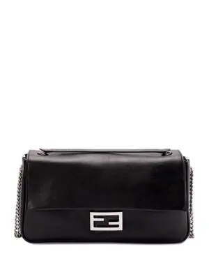 Fendi Baguette Large Leather Shoulder Bag - Black