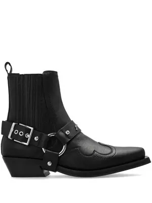 GANNI Chelsea Western Boots With Silver-tone Buckle Detail