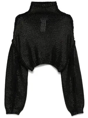 Sportmax Cropped Cotton Sweater With Braided Trim And Cut-out Detailing