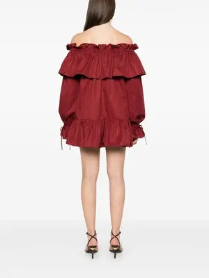 Saint Laurent Cotton Twill Mini Dress - Red