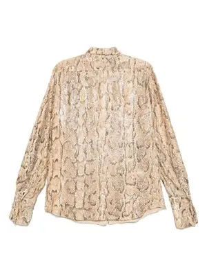 Dries Van Noten Celina Sequined Snakeskin Print Shirt - Beige