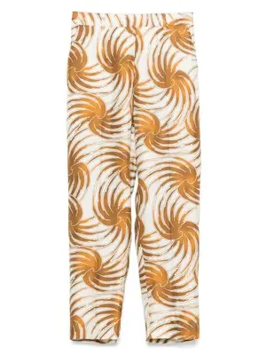 Alberto Biani Silk Trousers With Abstract Pattern Print - Beige