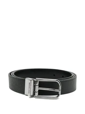 Michael Kors Leather Belt With Metal Buckle - Black