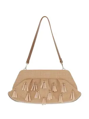 THEMOIRE Emera Fringed Clutch With Bead Embellishments - Beige