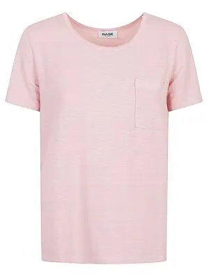 BASE Linen T-shirt With Crew Neck And Patch Pocket