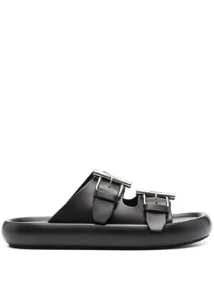 Alexander McQueen Leather Double Buckle Slipper