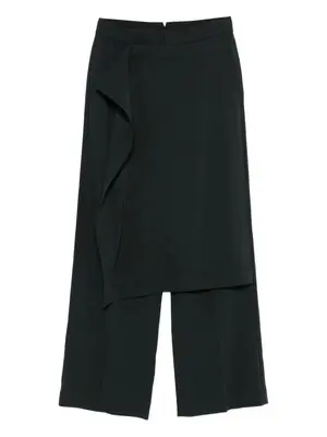 AMI Paris Wool Trousers With Ruffled Overlay