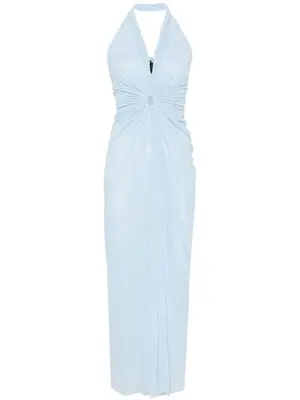 FISICO Fisico Long Net Dress With Halterneck And Open Back Blue