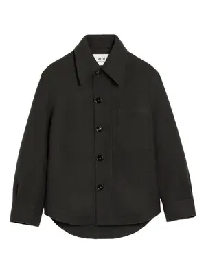 AMI Paris Wool Jacket With Classic Collar And Logo Patch