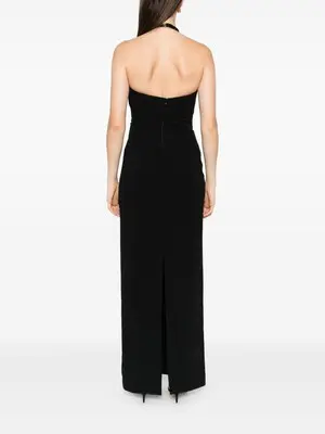 Solace London Riva Maxi Dress With Beaded Halterneck - Black