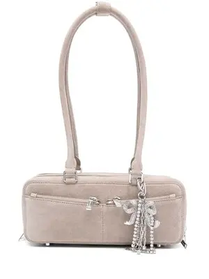 SELF-PORTRAIT Suede Leather Shoulder Bag With Bow Detail