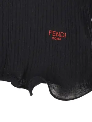 Fendi Wool V-neck Sweater With Scalloped Hem