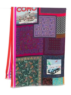 PIERRE-LOUIS MASCIA Lago Di Como Silk Printed Scarf - Purple